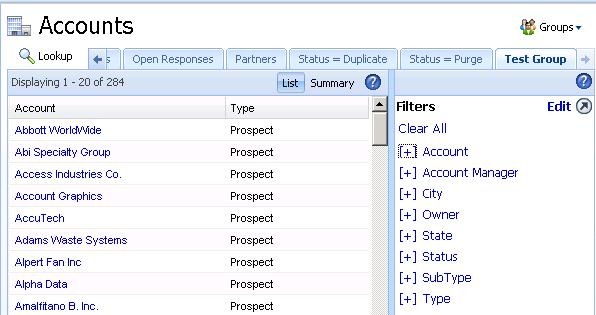 Saleslogix 751 Web Client Filters Customer Fx